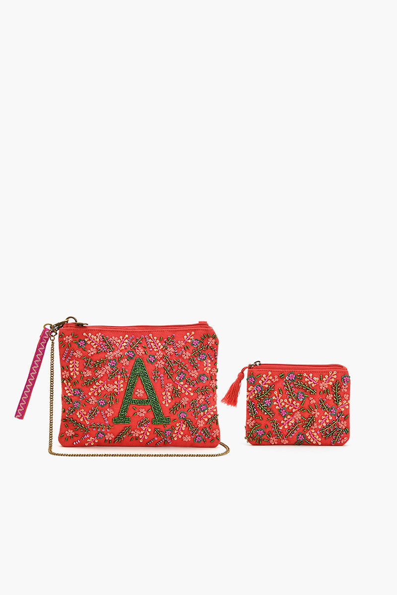 A Initial Embellished Pouch with Coin Bag – America & Beyond Wholesale